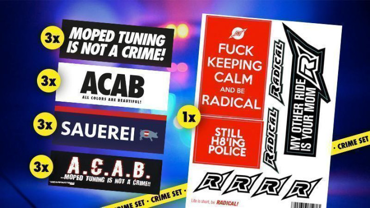 Crime Stickers Set 12 stickers + 1x Radical sticker set
